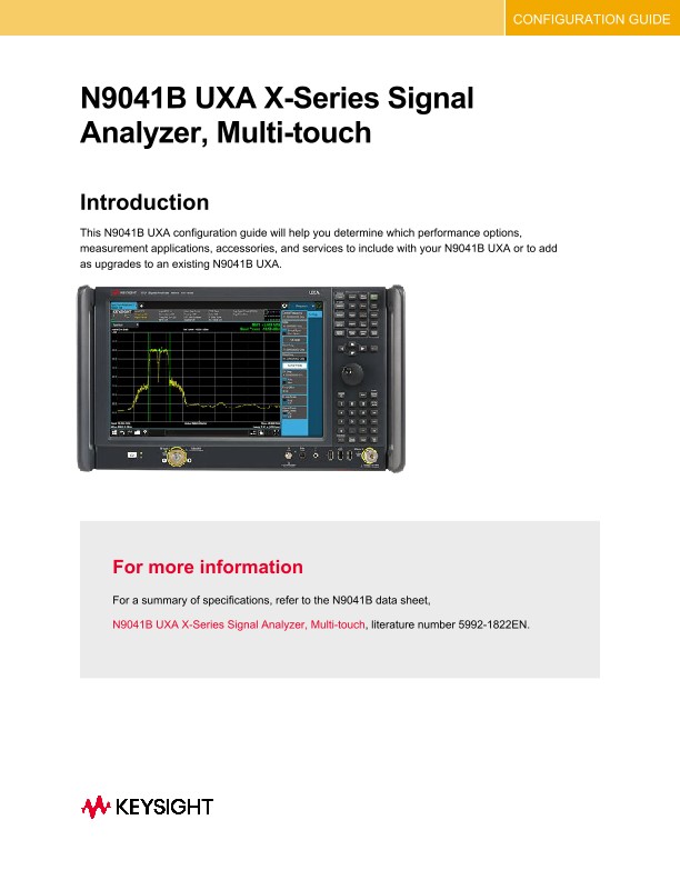 N9041B UXA X-Series Signal Analyzer, Multi-touch PDF Asset Page | Keysight